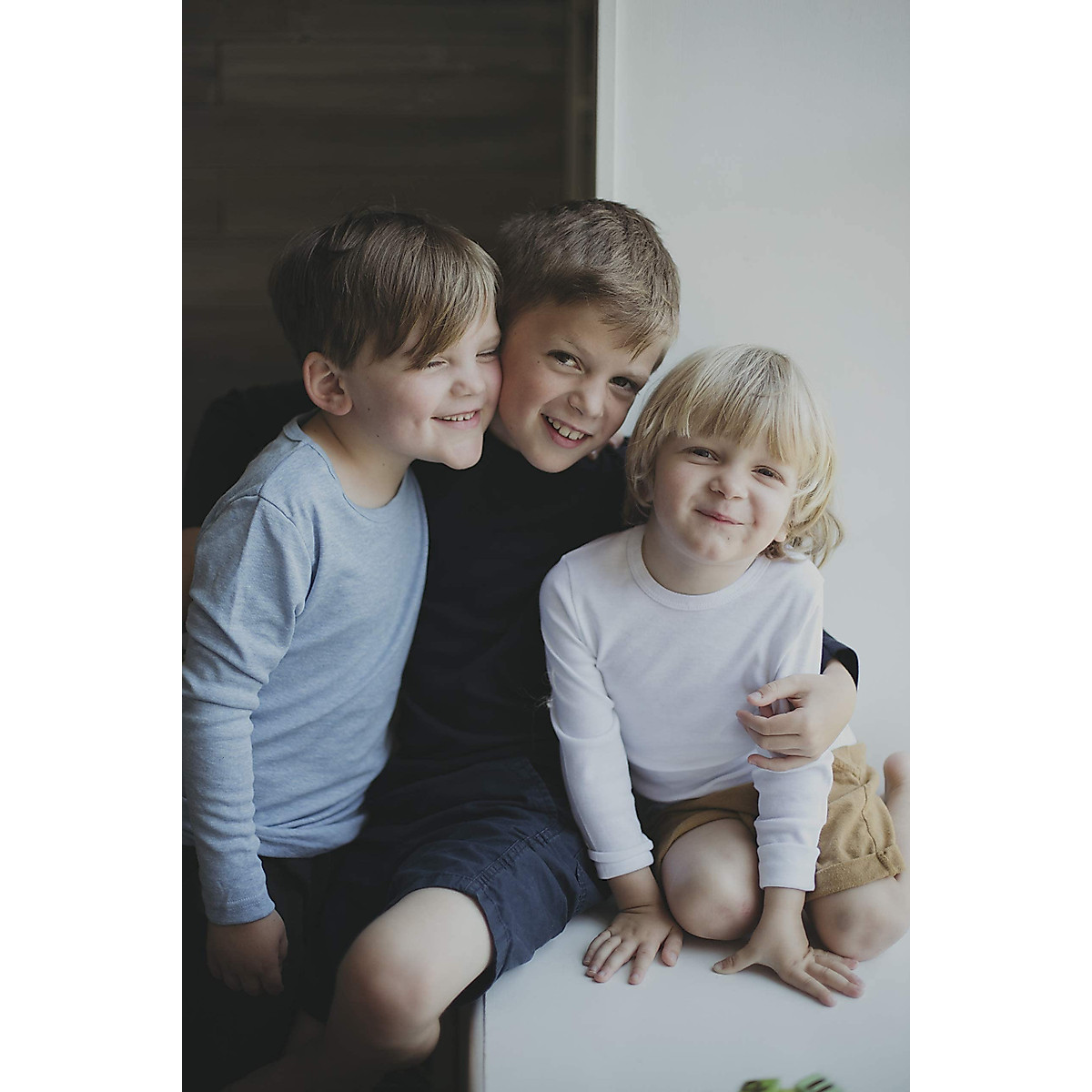 Brix Boys' Long Sleeve Tees - Shirts 4 Pack Cotton Crewneck Multipack.