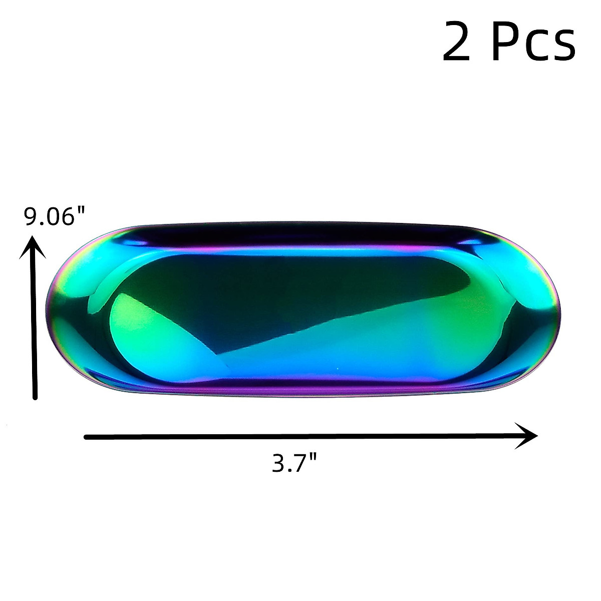 WDONAY 2 Pcs Stainless Steel Jewelry Tray Fruit Tray Storage Tray Desktop Storage Tray Metal Oval Tray Multicolor
