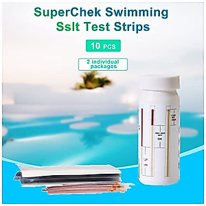 SuperCheck Pool and Spa Salt Test Strips for Sodium Chloride Level Testing, 0-6000 ppm, 2 Packs, Pool Salt Test Strips, Measure Chloride Ion Contents in Chloride Based Salt Solutions, Pool Salt Tester