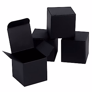 NIGNYA Black Gift Boxes 2x2x2 inches, 100 Pack Small Kraft Cardboard Gifts Boxes Paper Cube Favor Box Easy Assemble Paper Gift Box with lids for Presents Birthday Christmas Wedding Party