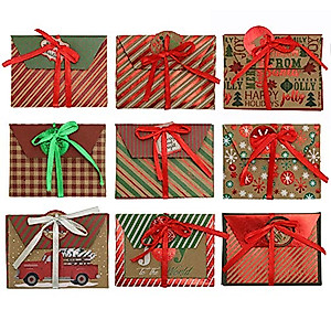 Iconikal Christmas Holiday Foil Embossed Kraft Gift Card Holder Boxes, Set of 9