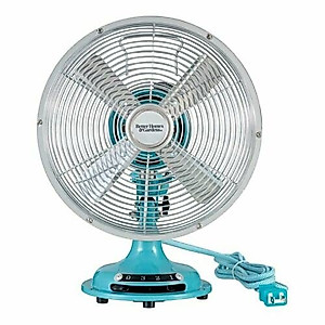 8'' Tabletop All Metal Retro Antique Style Fan Adjustable & Oscillating 3 Speeds Better Homes & Gardens, Aqua
