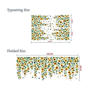 Sunflower Wall Sticker Flower Vines Hanging Wall Decal Green Leaves Floral Wall Art for Bedroom Bathoom Kids Wall Decor