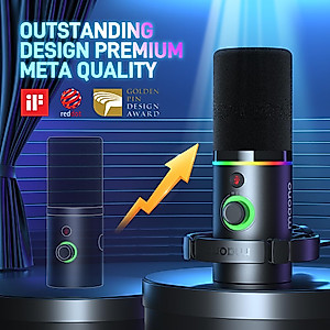 MAONO XLR/USB Dynamic Microphone, RGB Gaming Mic with Software, Mute, Gain Knob, Volume Control and Headphone Jack for Streaming, Podcasting, Recording-PD200X (Black)
