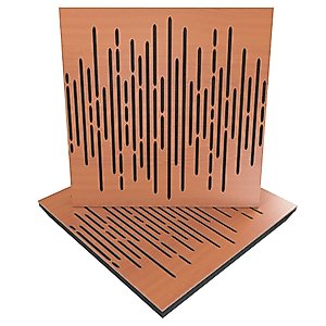 (2 Pack) — Sound Absorption-Diffuse Acoustic Panel «Wave» | 19.7''x19.7''x2.1" | High Density Foam | Absorption - Diffusion - Reflection - Soundproofing - Insulation | Wood laminated: (Cherry)