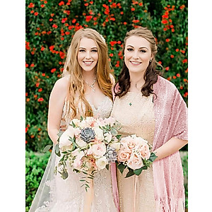 ZENUTA Shawls and Wraps for Evening Dresses, Womens Shawls and Wraps, Dressy Shawls and Wraps for Evening Wear (F. Pink (With Pink Buckle))