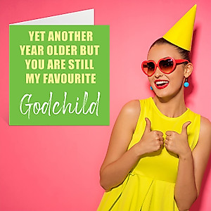 Funny Birthday Cards for Godchild - Another Year Older Still My Favourite - Happy Birthday Card from Godparent Birthday Gifts, 5.7 x 5.7 Inch Joke Humor Greeting Cards for Godson Goddaughter