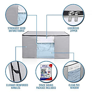 Cube Vacuum Storage Space Bags / Storage Bag Totes with Reusable Cubic Vacuum Compressed Space Saver Bags. Large Capacity Bedroom and Closet Organizing System that Protects Your Comforters, Clothing, Bedding, & More! (X-Jumbo Bundle) (Gray - Set of 5)