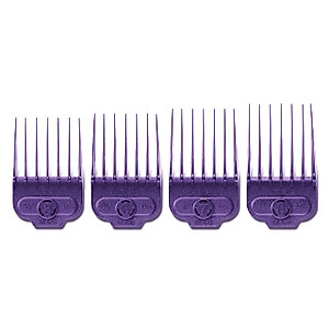 Andis 66320 Magnetic 4-Piece Comb Set - Perfect for Hair Cutting & Grooming – Sizes 5, 6, 7, 8 (5/8", 3/4", 7/8", 1") – Large, Purple