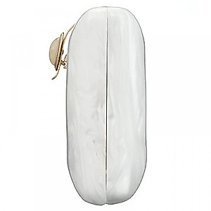 Clutch Purse for Women - Smoky Pattern Acrylic Handbag - Unique Elegant Crossbody Bag (White)