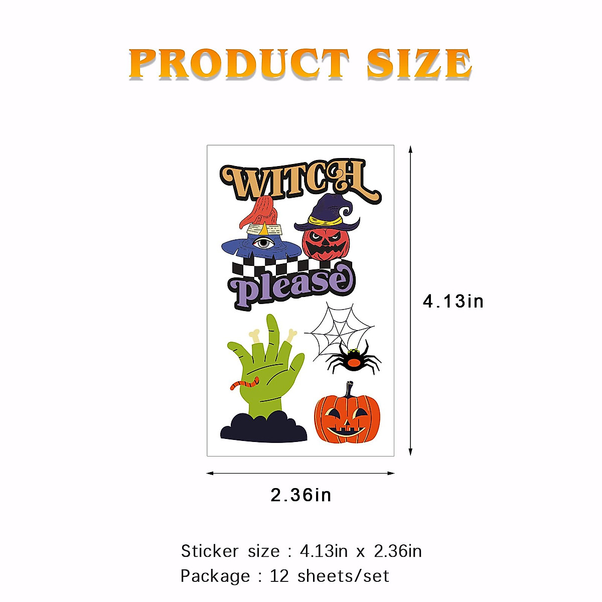 64 Pieces Halloween Temporary Tattoos For Kids Boys Girls, Halloween Party Favors, Pumpkin Black Cat Witch Bat Fake Tattoo Stickers for Halloween Decorations Treat Goodie Bag Fillers Makeup Kit