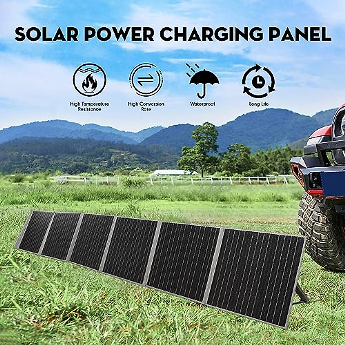 300W Portable Solar Panels with Multi Connector Solar Charger with Kickstands for Camping RV Fast Charge Power Station