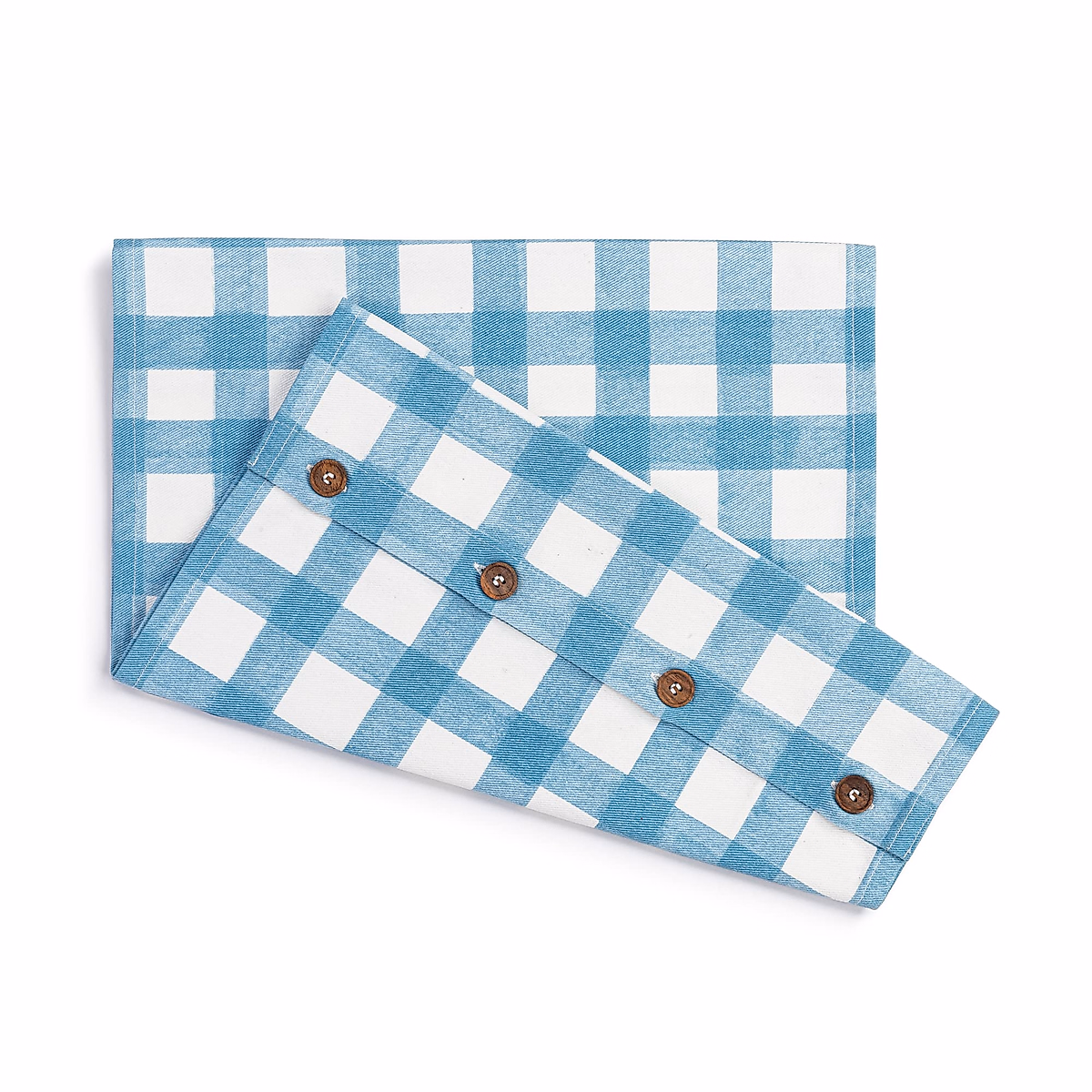 DEMDACO Blue Gingham Plaid 16 x 40 All Cotton Infinity Loop Kitchen Hand Dish Towel