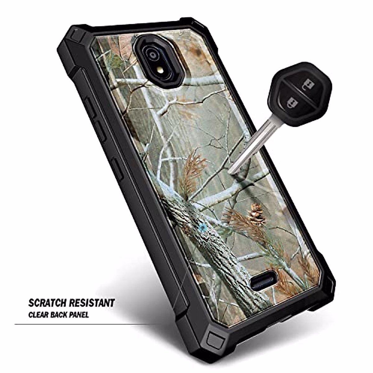 WDHD Case for Nokia C100 with Tempered Glass Screen Protector, Full-Body Protective Shockproof Rugged Bumper Cover, Impact Resist Durable Phone Case (Camo)