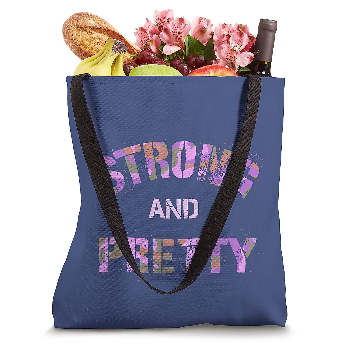 Gym Workout STRONG and PRETTY Health Trainer Camouflage Pink Tote Bag