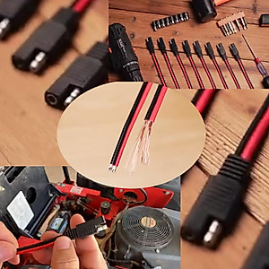 Crynod 8 PCS 14AWG Quick Connector, Waterproof Durable PVC Vehicle Wire SAE Connector Replacement, Universal Bendable 2 Pin Automotive Accessories for Motorcycle Truck Car SUV (Red)