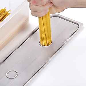 Elsjoy 6 Pack Plastic Pasta Container, Clear Spaghetti Storage Container Organizer with Lid, Stackable Long Noodle Holder for Pantry, Kitchen, Cabinet