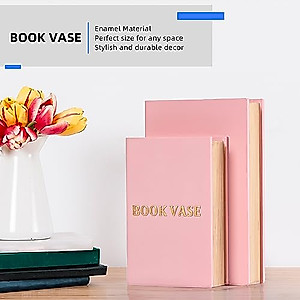 Home Decor Book Shaped Decorative Vase,Resin Vases for Home Decor,nique Home,Bedroom,Office Accent,Bookshelf Unique Vase Book Lover (Pink)