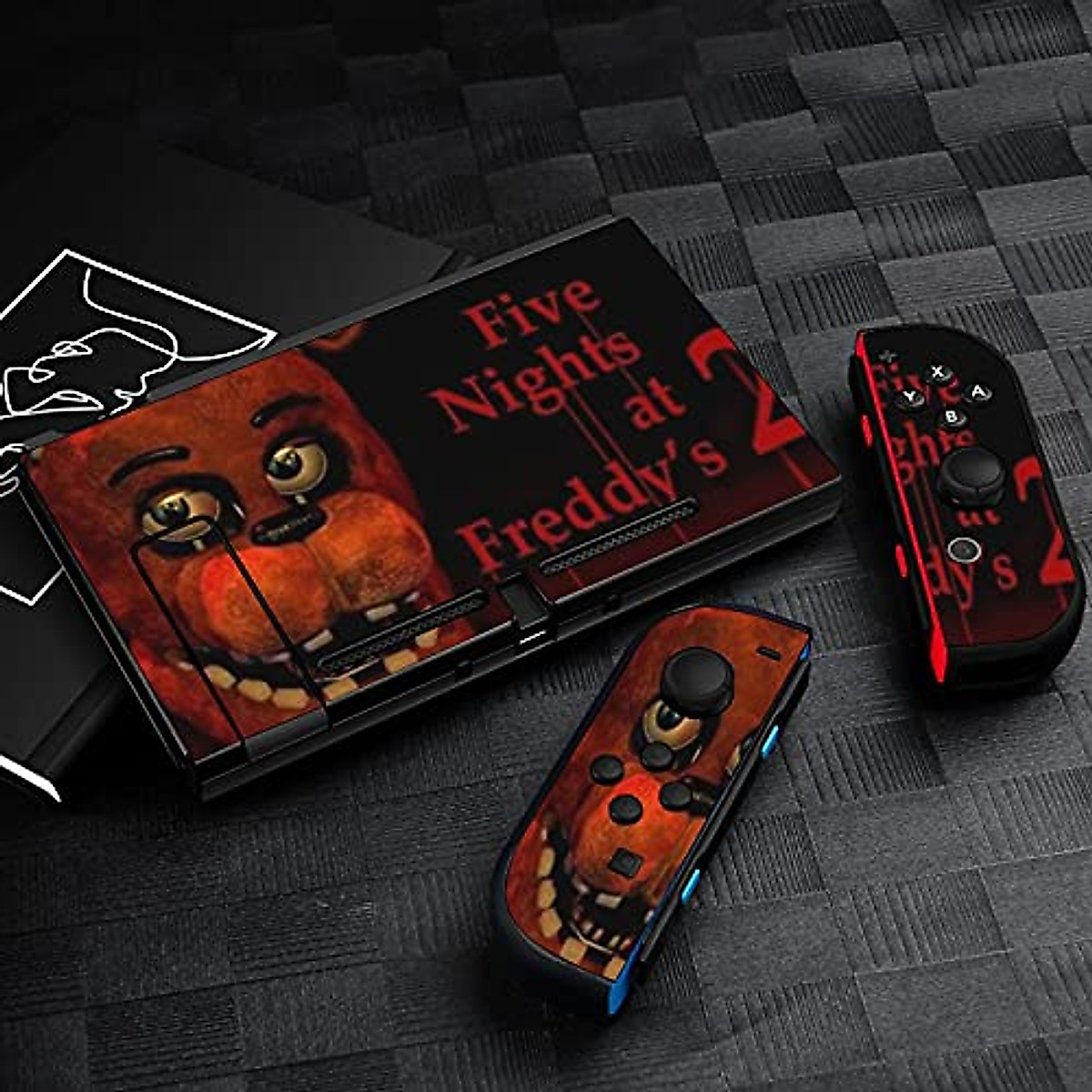 FNAF Sticker for Switch Protector Cover Protective Faceplate Full Set Console Dock for Switch/Switch lite