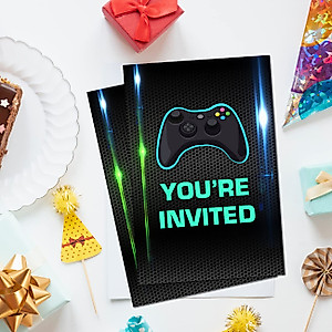 Soiceu Video Game Truck Theme Birthday Invitations with Envelopes Set of 20 Game On Video Game Truck Birthday Party Invites