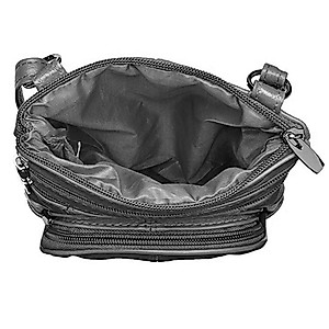 SILVERFEVER Women's Shoulder Crossbody Round RFID Pocket Small Genuine Leather Bag (Red)