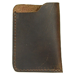 Hide & Drink, Leather Front Pocket Card Holder, Holds Up to 4 Cards Plus Folded Bills, Cash Organizer, Wallet, Handmade Includes 101 Year Warranty :: Bourbon Brown