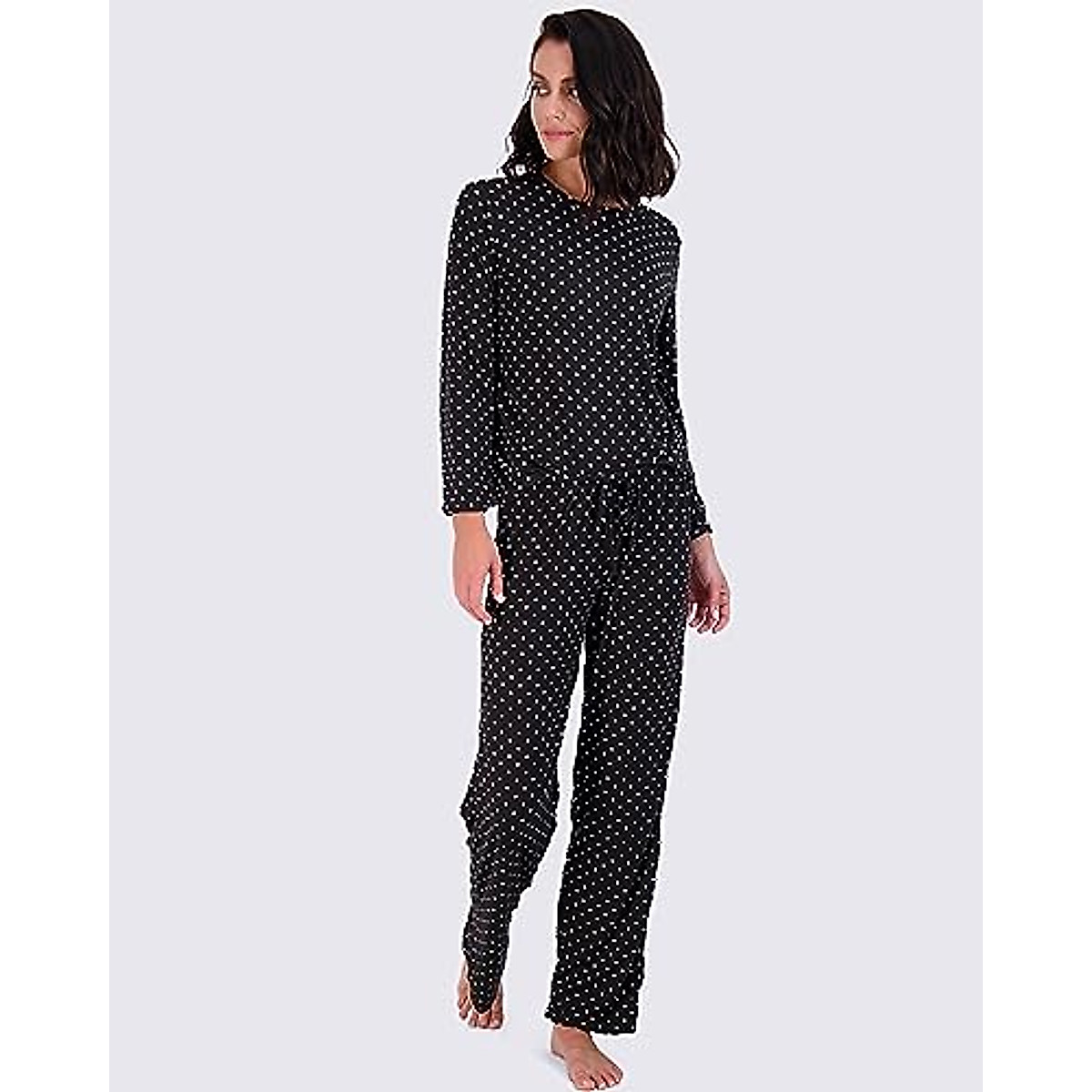 Real Essentials Women’s Long Sleeve Pajama Sets Ladies Soft Winter Fall Sleepwear Pajamas Clothes Loungewear Long Sleeve Tops Pants Bottoms Fall Warm Silky Pj Sets for Women, Set 3, Medium, Pack of 2