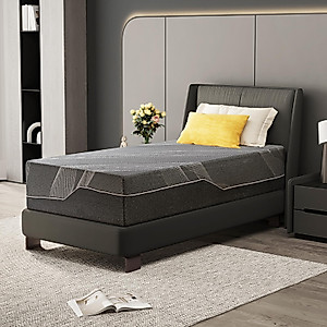 Dyonery Twin XL Mattress 14 Inch Charcoal Memory Foam Mattress in a Box, CertiPUR-US Certified Fiberglass Free, Cooling Gel Mattress, Made in USA, 80" × 38" × 14", Medium
