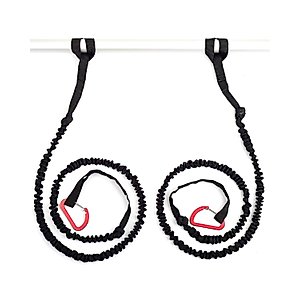 OCEANBROAD 2 PCS 5-8 Feet Stretchable Paddle Strap with Carabiner Secure Leash Lanyard Rope for SUP Kayak Canoe Paddle Fishing Pole Rod