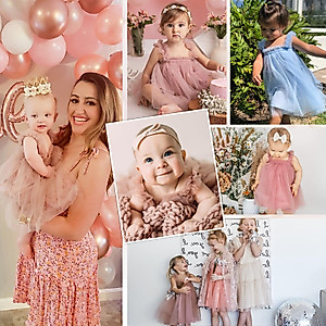 Century Star Baby Girl Dresses First Birthday Outfit Girl 1st Birthday Girl Outfit Baptism Toddler Flower Dress Half Birthday Outfit Easter Tulle Tutu Infant Gifts 12-18 Months A Dusty Rose