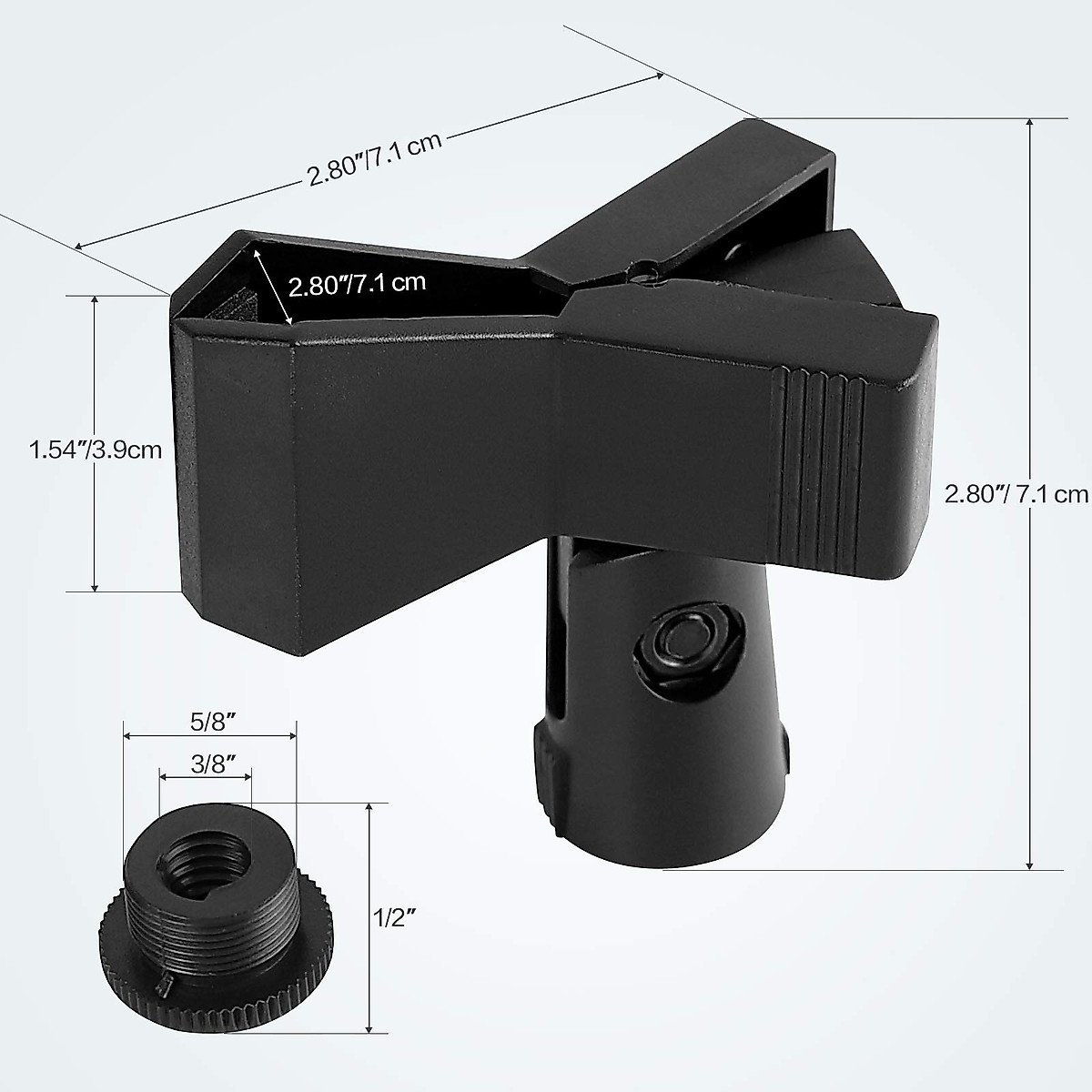 Inovat Pack of 3 Pcs Universal Adjustable Microphone Butterfly Clip Mic Clip Holder for Mic Stand with 5/8" Male to 3/8" Female Adapter