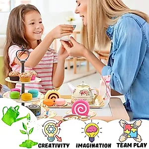 Tea Set for Little Girls Toys for 3-5 Years Old Girls Pretend Play Kids Tea Party Set with Cake Stand, Desserts Fun Princess Tea Time with Dolls, Barbies Birthday Gift for Girls Toys Age 3+ Year Old