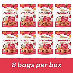 Happy Creamies Family Baby Organic Creamies Freeze-Dried Veggie & Fruit Snacks with Coconut Milk Strawberry Raspberry & Carrot, 1 Ounce (Pack of 8)