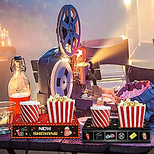 OBUSATT 32Pcs Movie Night Snack Trays Hold Popcorn Candy Food Drink, Movie Theater Popcorn Holder Disposable Movie Boxes Supplies for Kid's Birthday Party Concession Stand Carpet Family