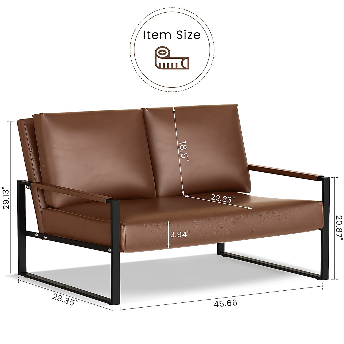 AWQM PU Leather Loveseat Set of 2, Accent Chair Middle Age Couch Upholstered Sofa with Removable Cushions and Armrest Velcro for Mini Lounge Home & Office, Chocolate