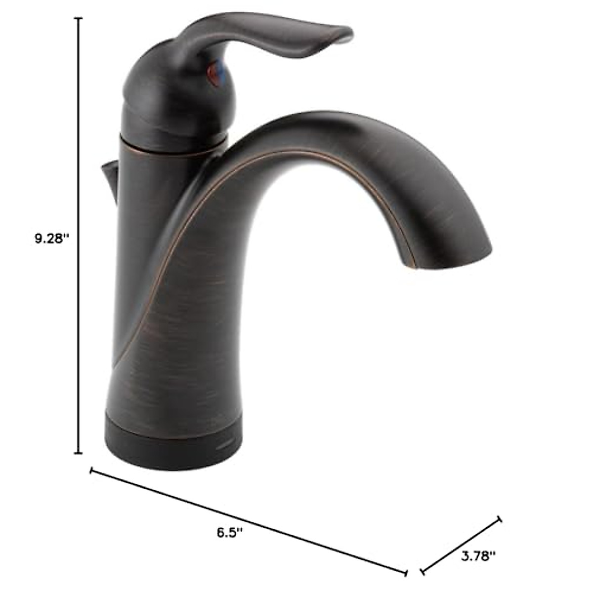 Delta Faucet Lahara Bronze Bathroom Faucet, Single Hole Bathroom Faucet, Single Handle, Diamond Seal Technology, Drain Assembly, Venetian Bronze 538T-RB-DST