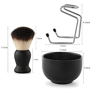 Aethland Shaving Brush Set for Men Fathers Day Gift, Include 100g Shaving soap, Hair Shaving Brush with Solid Wood Handle, and Dia 3.1 inches Stainless Steel Shaving Bowl, Shaving Stand Wet Shaving