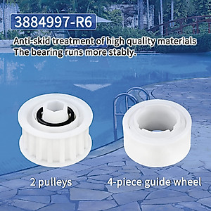 Upgrade 4 Pack Guide Wheels with 2 Pully Gears, Part Number 3884997-R6, Replacement for Dolphin Pool Cleaner Accessories