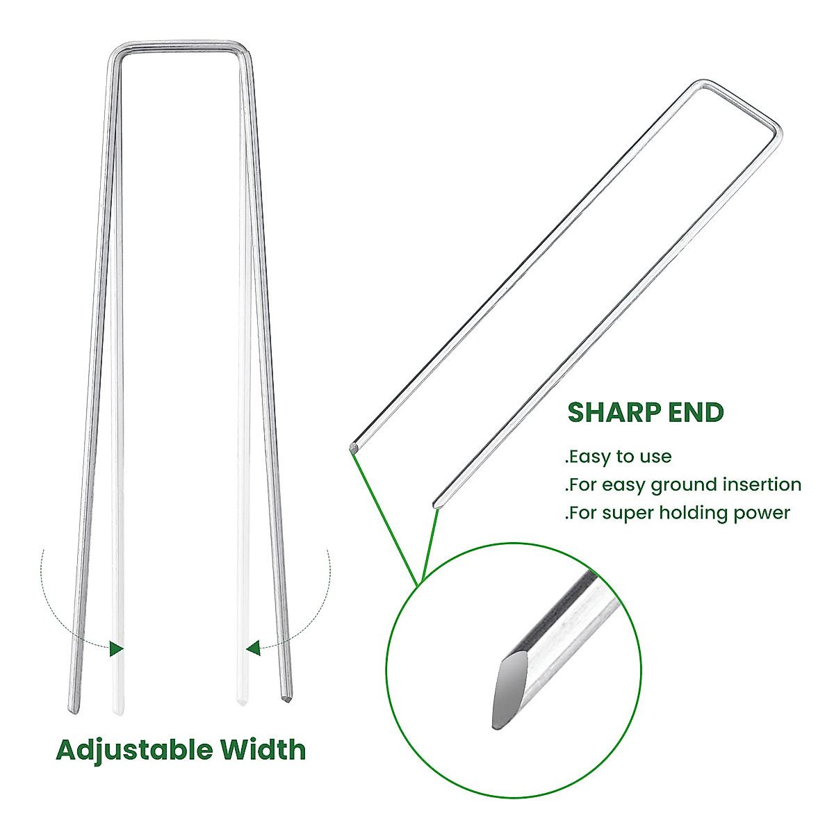 6 Inches Heavy Duty Galvanized Steel Garden Stakes Staples Securing Pegs for Securing Weed Fabric Landscape Fabric Netting Ground Sheets and Fleece, Christmas Decoration, Accessories (10, Silver)