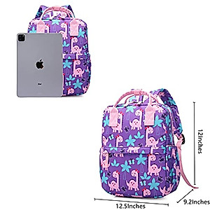 Cute Preschool Backpack Toddler School Book Bag for Girls Boys Kids Kindergarten Nursery Travel Bag with Chest Strap(12inch, Girly Dinosaur)
