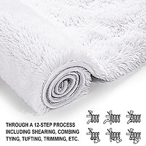 Vocrite 6x9 Large Fluffy Rug for Bedroom, White Shag Shaggy Area Rug, Non-Skid Fuzzy Faux Fur Rug for Living Room Playroom Nursery Classroom Kids Room, Soft Carpet for Home Room Decor