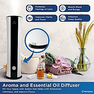 Westinghouse 28-inch Cool Mist Ultrasonic Tower Humidifier, 6L Top Fill Air Humidifier with Essential Oil Diffuser, Adjustable Mist Volume for Large Bedrooms
