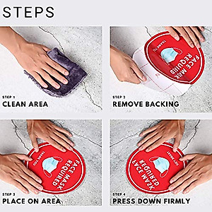 Face Mask Required Sign Sticker 2 Pack 8x8” Inch Peel & Stick Vinyl Decal Wall & Floor Sticker | Wear Face Mask Public Safety Signage for Customers, Business, Offices, Storefronts | No Mask No Entry