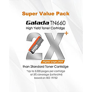 GALADA Compatible Toner Cartridge Replacement for Brother TN630 TN660 TN-630 TN-660 for Dcp-l2520dw Dcp-l2540dw Mfc-l2700dw Mfc-l2720dw Mfc-l2740dw Hl-l2340dw Hl-l2320d Hl-l2360dw Hl-l2380dw 4 Pack