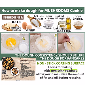 Non-stick Coating Cookie Mold Walnut Mushroom Assorted Tasty Homemade Cookies Baking Tools & Accessories Cookie Presses Bakeware (10 Mushrooms)