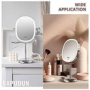 EAPUDUN 9" Makeup Mirror with Lights, 84 Premium LED Beads Lighted Rechargeable Makeup Mirror with 3 Colors Modes Brightness Adjustable, 1X/7X Magnifying Mirror with 360° Rotation - Chrome