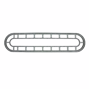 YIYIONCE 6.56ft 360° Manual Swivel Adjustable Dining Table Turntable Food Serving Train with 42 Trays, Rotating Food Train for Party & Catering (White&Cyan)| US Stock