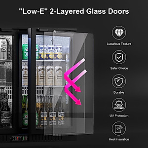 COTLIN 36" W Back Bar Cooler Beer Fridge Undercounter Refrigerator with LOW-E Glass Free Standing Beverage Refrigerator Adjustable Shelves for Soda Beer Wine, ETL NSF Approved, 2025 Upgraded