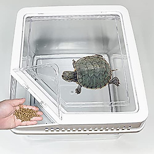 PINVNBY Reptile Feeding Box Acrylic Reptile Cage Transparent Portable Cube Container for Spiders Lizards Frogs Crickets Turtles Crabs