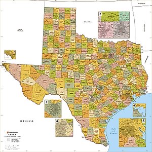 Texas Map Store Texas Zip Code and County Map Shows All 254 Counties of Texas and Over 1900 Zip Codes Includes Inset Maps of Major Metropolita